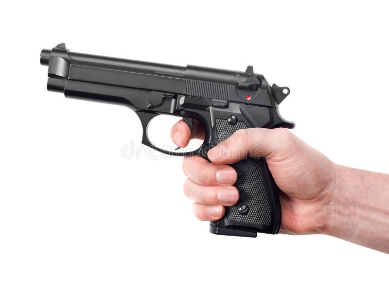 A Hand Holding a Semi Automat Gun Pointing Forward Stock Photo - Image ...