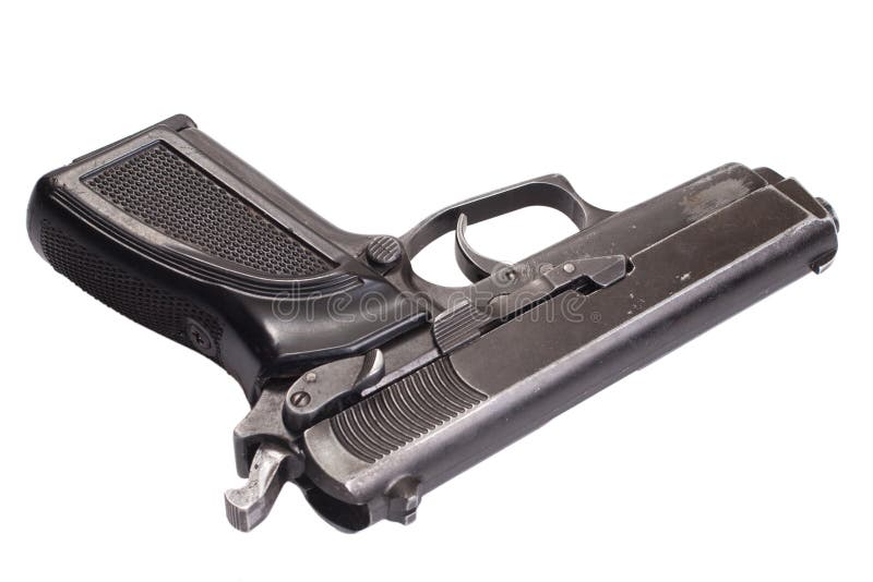 Hand Gun on White Background Stock Image - Image of sight, black: 30307045