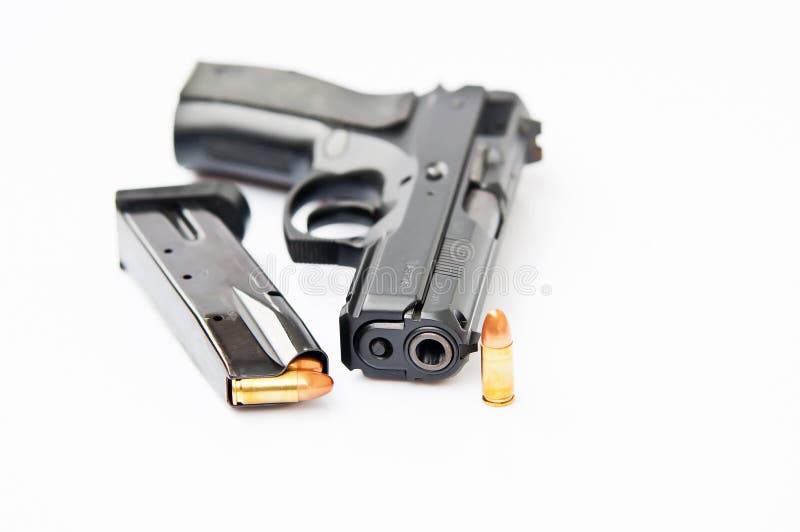 Hand gun and magazine stock image. Image of fire, ammo - 22859563