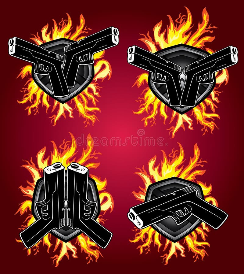 Hand Gun Pistol Glock Fire Element Design Stock Illustration ...
