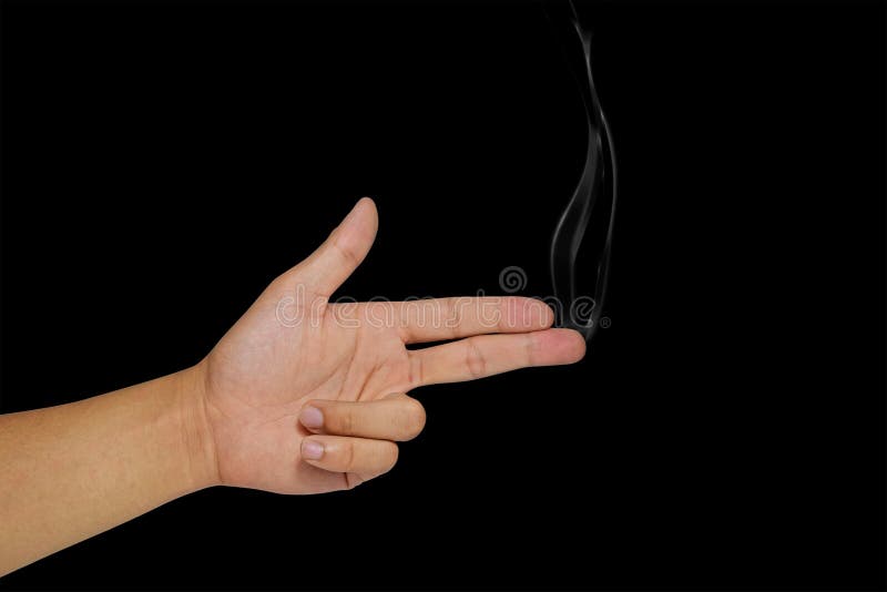 Hand Gun Pretending and Smoke Stock Photo - Image of hand, male: 56756936