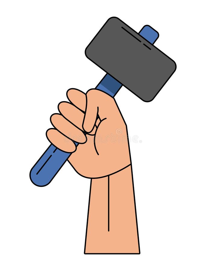 Hand with hammer icon stock illustration. Illustration of industry ...