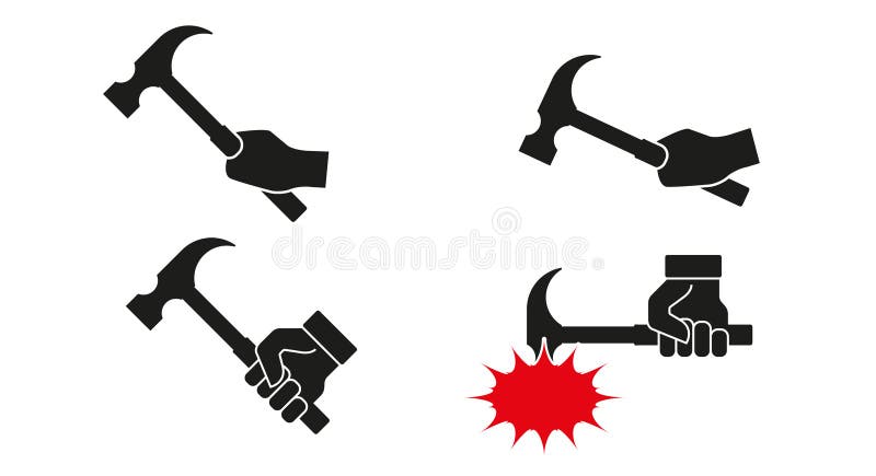 Hand with Hammer Icon Set. Vector Illustration Stock Vector ...