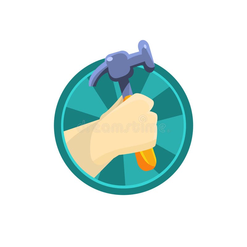 Hand with Hammer Sticker stock vector. Illustration of white - 70565049