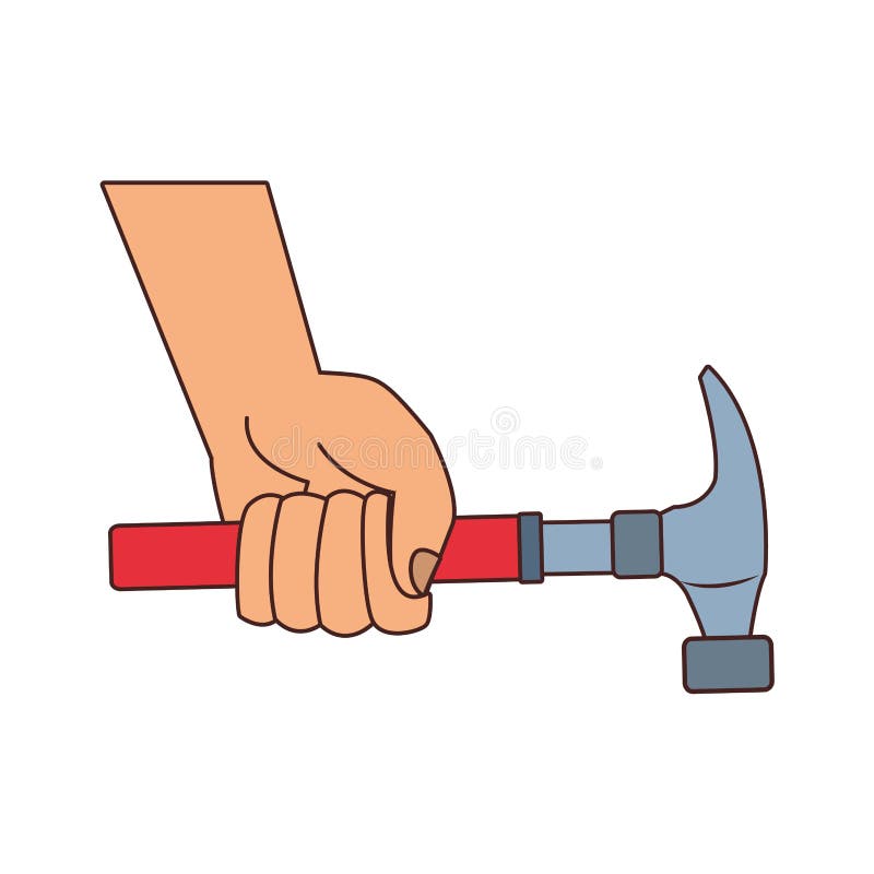 Hand with hammer stock vector. Illustration of repair - 147540711