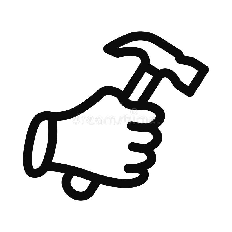 Hand, Hammer, Work Tools. Hammer on Hand Icon Stock Vector ...