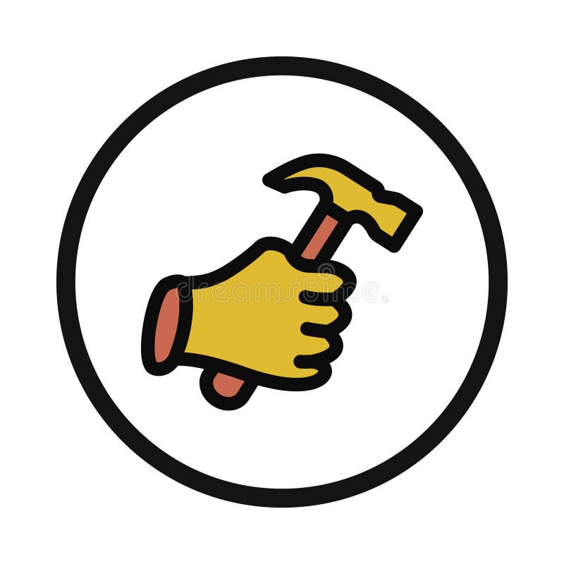 Hand, Hammer, Work Tools. Hammer on Hand Icon Stock Vector ...