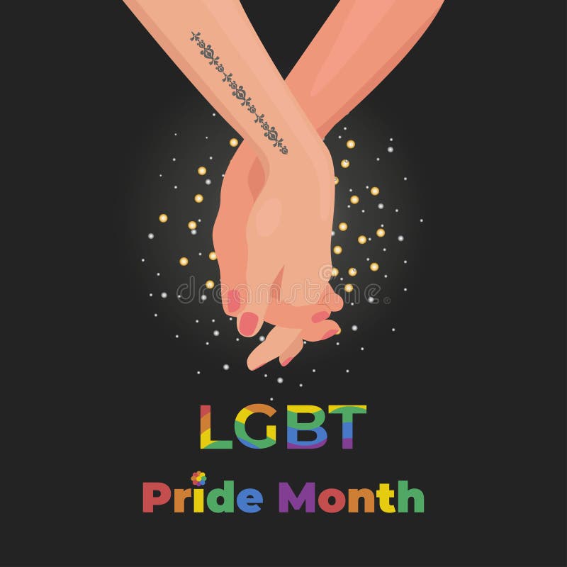 Hand In Hand Lgbt Banner Pride Month Vector Illustration Stock Vector