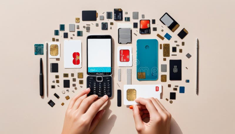 Hand Hand Sim Mobile Communication Card Card Mobile Install Phone Phone ...