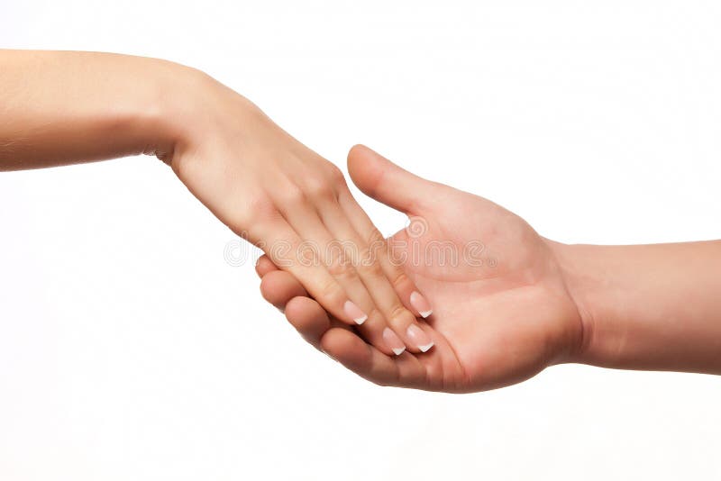 Hand in Hand on White Background, Hand Gesture, S Stock Image - Image ...