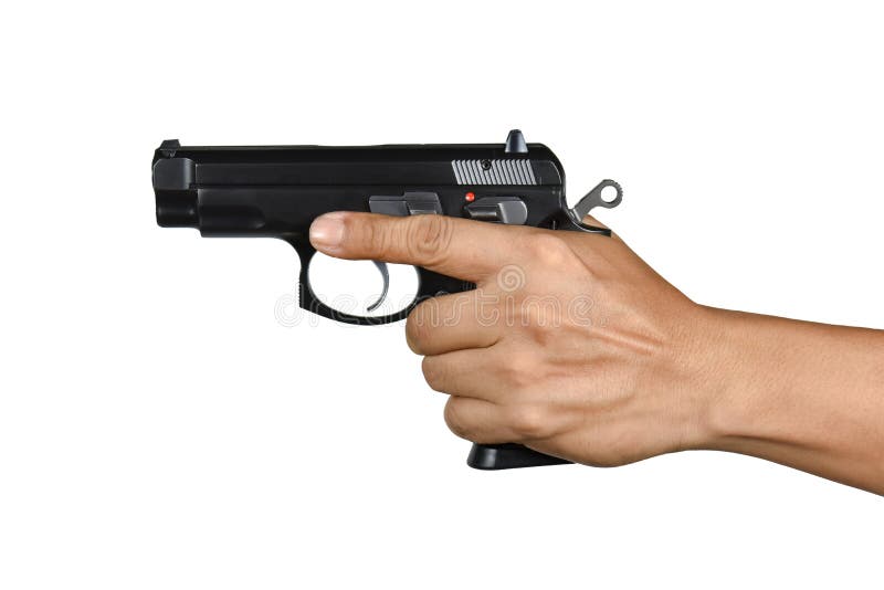 A Hand with Handgun Lefty Thumb Forward Position Gripping Stock Photo ...
