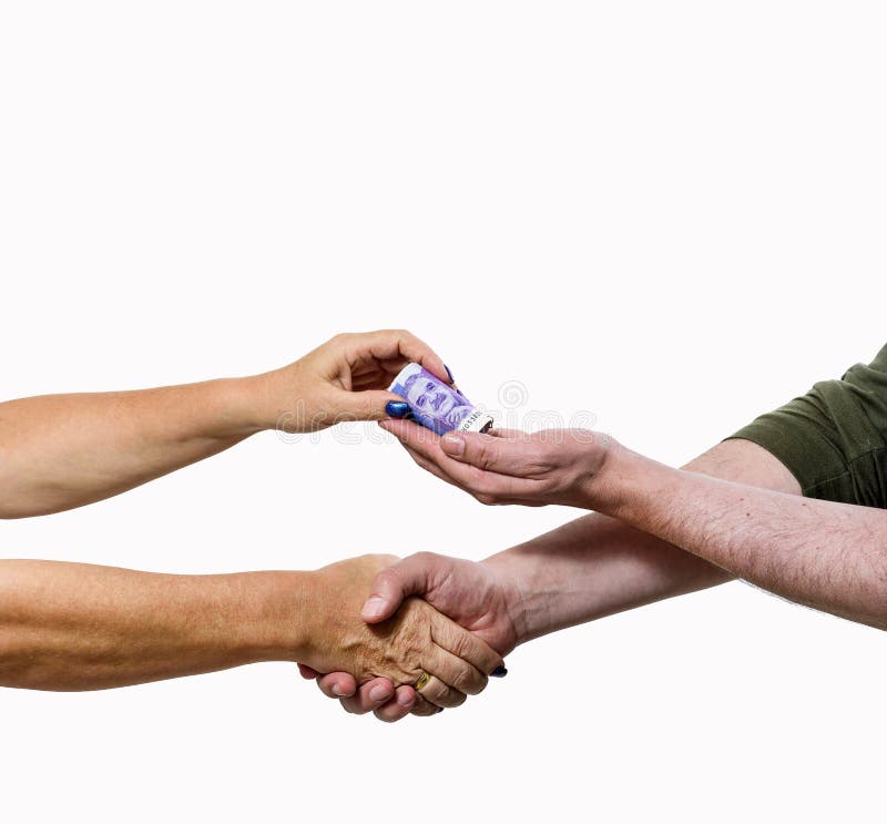 Hand Handing Over Colombian Money - White Background Stock Image ...