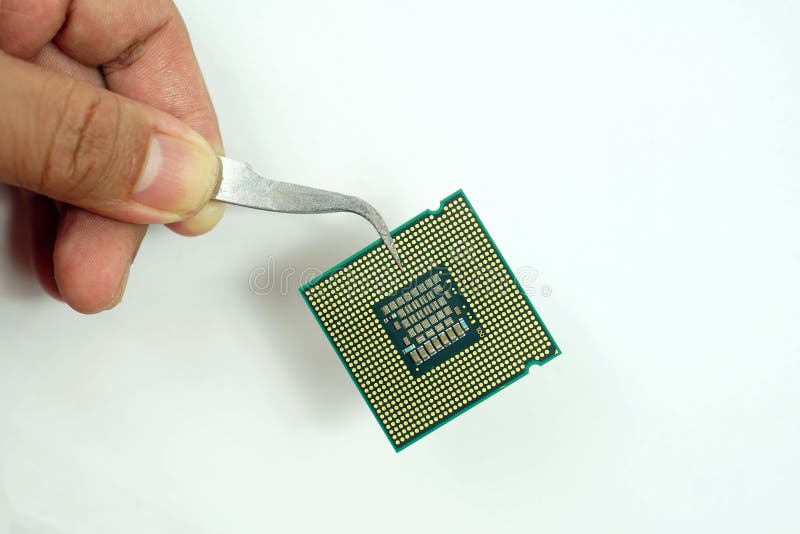 A Hand Handle the CPU with a Attach Handle Tool. Stock Image - Image of ...