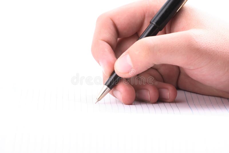 Hand Holding a Ballpoint in Order To Start Writing Stock Image - Image ...