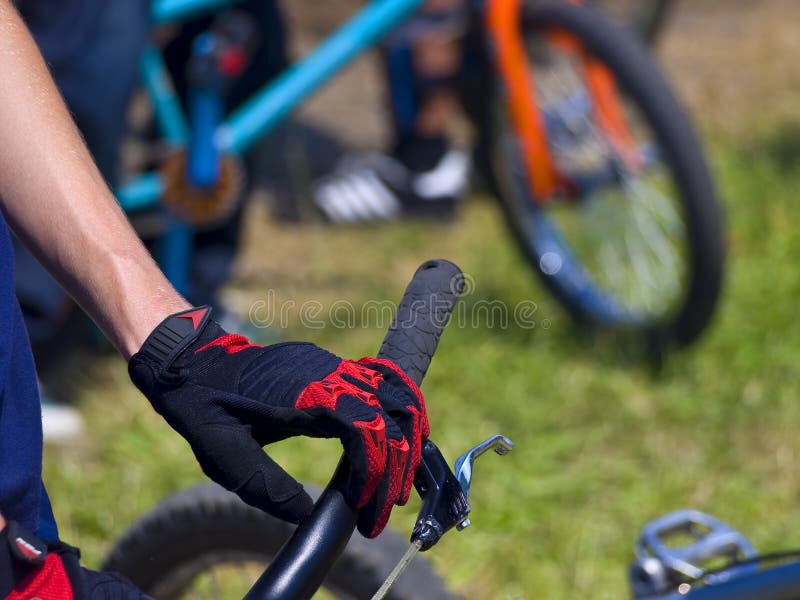 Hand on the handlebar stock image. Image of hand, bike - 5695707