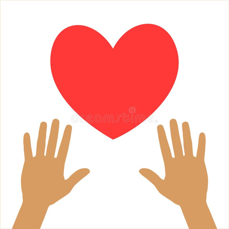 Hands Reaching for the Red Heart. Stock Illustration - Illustration of ...