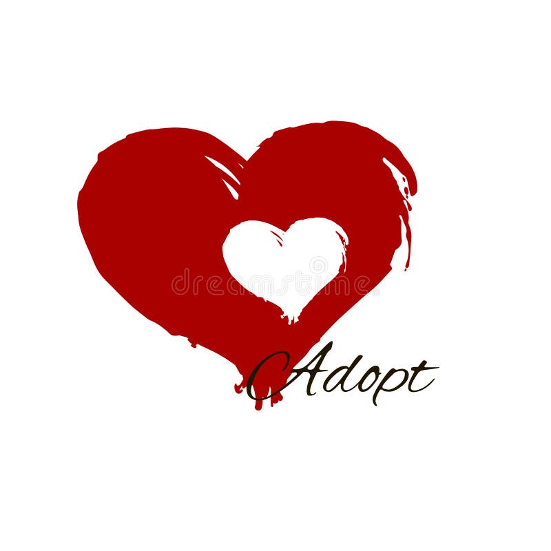 Hand Heart Drawing. the Adoption Stock Vector - Illustration of ...