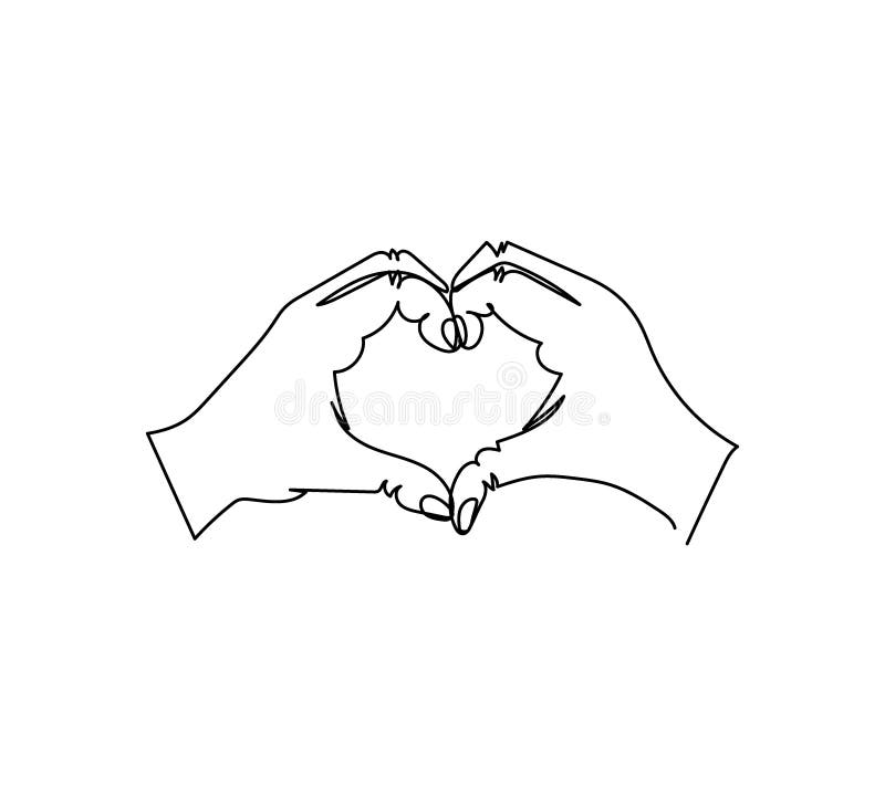 Hand Heart Gesture One Line Art. Continuous Line Drawing of Gesture ...