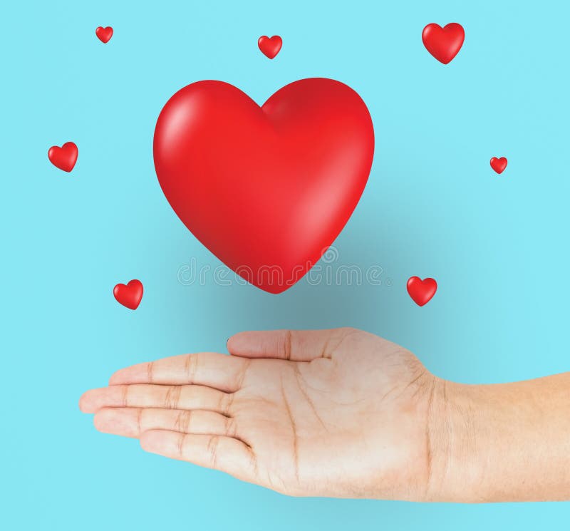 Hand with Heart Shape Isolated on Light Blue Background Stock Photo ...