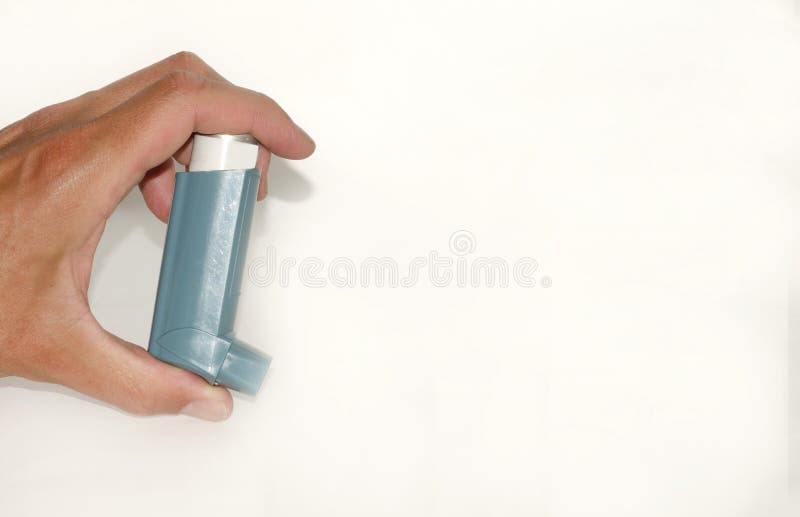 Hand Held Asthma Spray Horizontal with Copy Space Stock Photo - Image ...