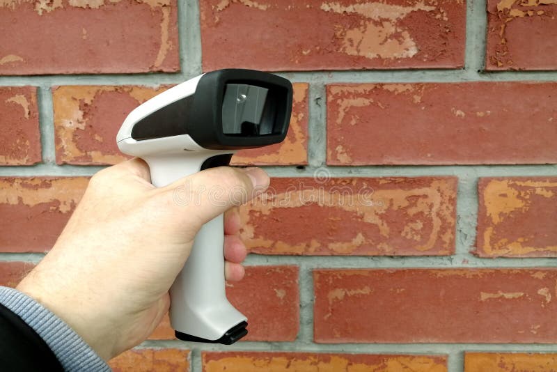 Hand Held Barcode Scanner on Man Hand Stock Image - Image of advanced ...