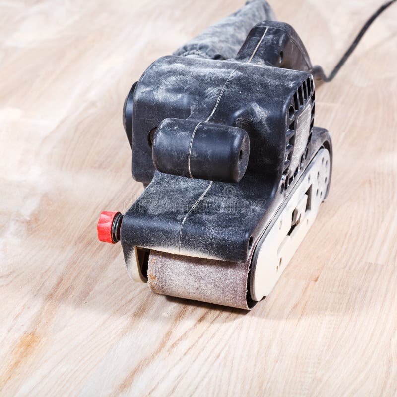 Hand-held Belt Sander Finishing Wooden Surface Stock Photo - Image of ...