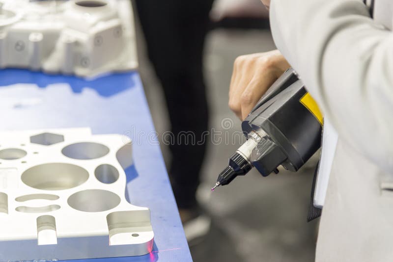 Hand Held the 3D Laser Scan Arm Stock Photo - Image of inspector ...