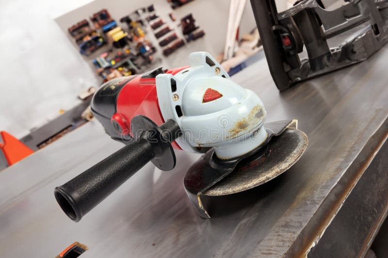 Hand-held Electric Angle-Grinder Stock Photo - Image of machinery ...