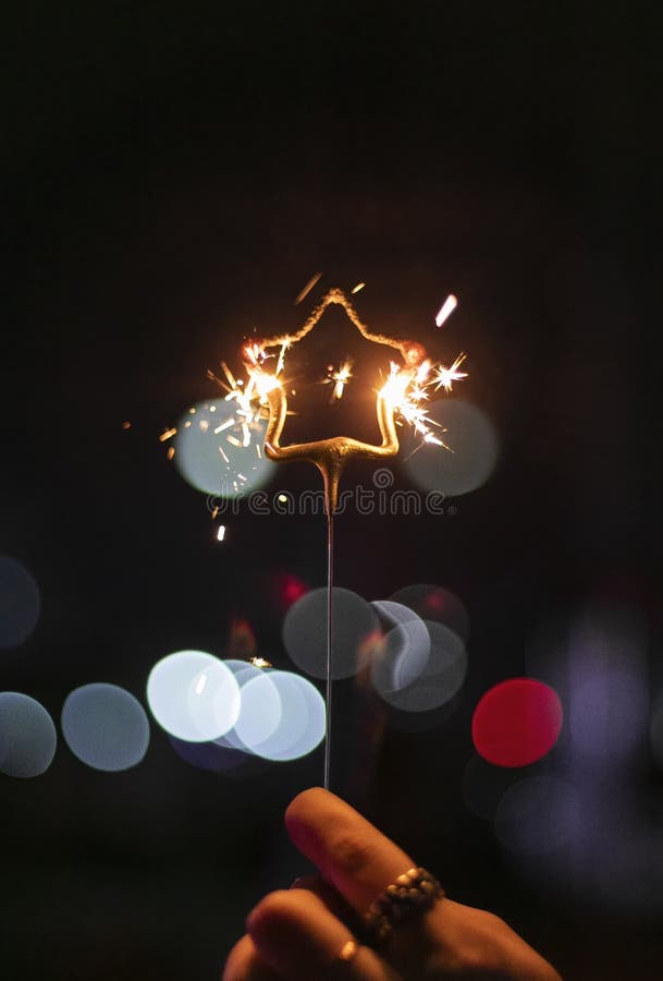 Hand-held Pentagram Fireworks Stick Night Stock Photo - Image of fire ...