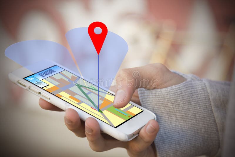 Phone with gps or locator stock photo. Image of indicator - 131425682