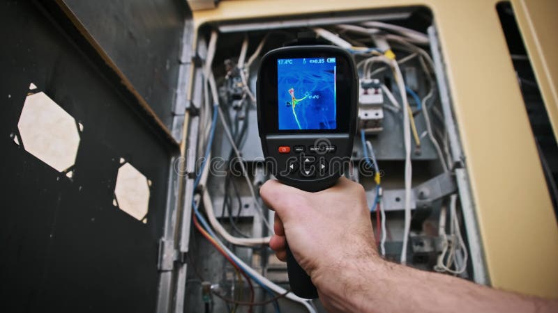 Thermal Cam: Inspecting Electrical Control Panel Wires Stock Footage ...