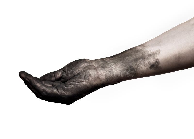 Hand Help Beg Poverty Dirty Coal Worker Arm Stock Photo - Image of ...