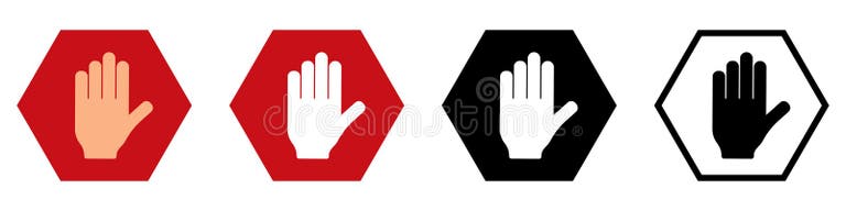 Hand in Hexagon Stop Red Sign Stock Vector - Illustration of traffic ...