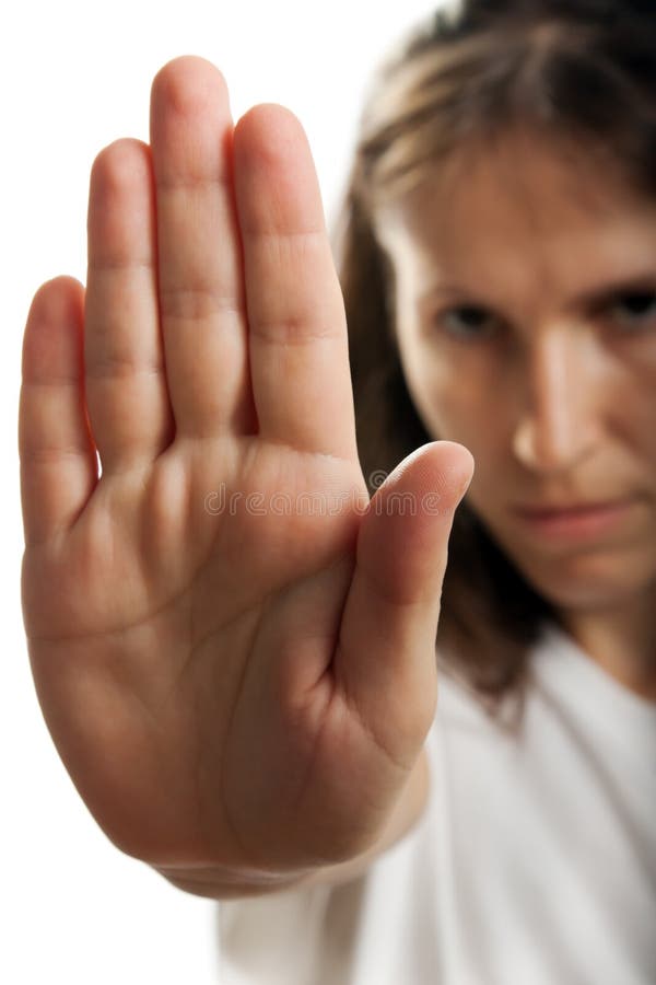 Women with hand up STOP stock photo. Image of finger, abuse - 3431418