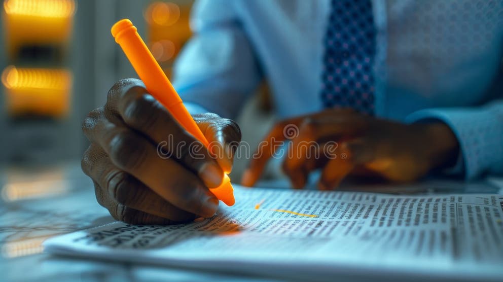 The Hand with Highlighter.AI Generated Image Stock Photo - Image of ...