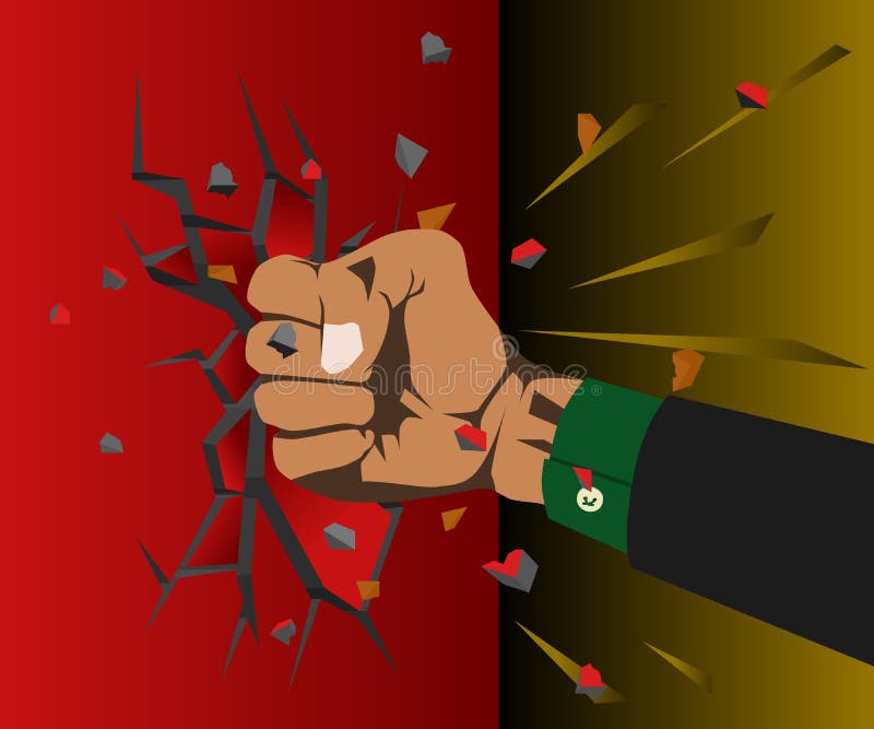 Hand Hit the Wall so that it Becomes Cracked Stock Vector ...