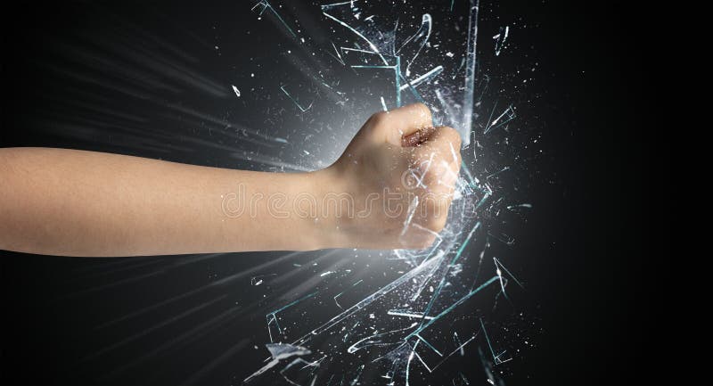 Hand Hits Intense and Breaks Glasses Stock Photo - Image of businessman ...