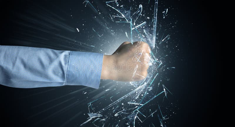 Hand Hits Intense and Breaks Glasses Stock Photo - Image of destroy ...