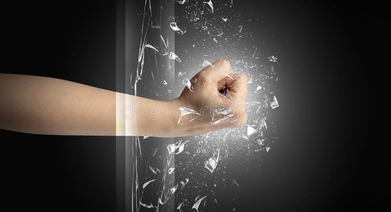 Hand Hits Intense and Breaks Glasses Stock Photo - Image of anger ...