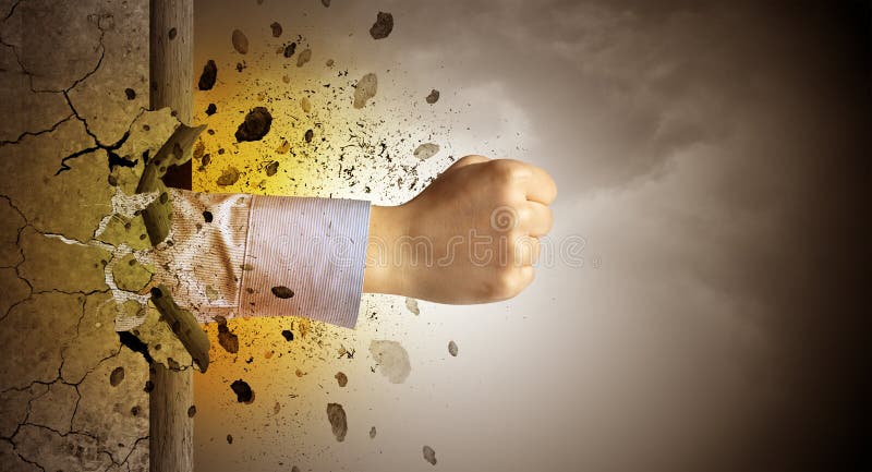 Hand Hits Intense and Breaks Stonewall Stock Photo - Image of fight ...