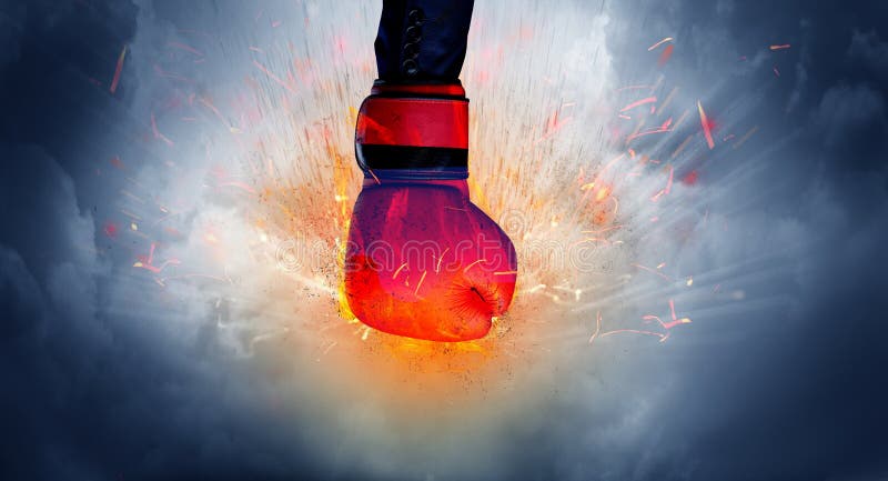 Hand Hits Intense and Makes Fire Stock Image - Image of male ...