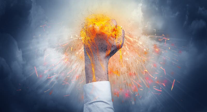 Hand Hits Intense and Makes Fire Stock Photo - Image of dismiss ...