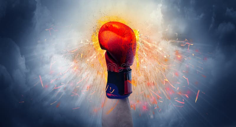 Hand Hits Intense and Makes Fire Stock Image - Image of large, punch ...