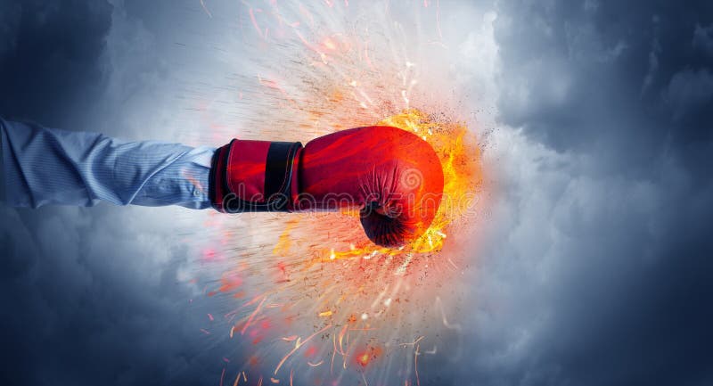 Hand Hits Intense and Makes Fire Stock Image - Image of multinational ...