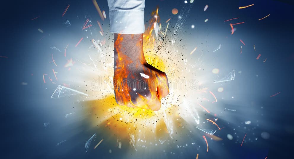 Hand Hits Intense and the Space Explodes Stock Image - Image of intense ...