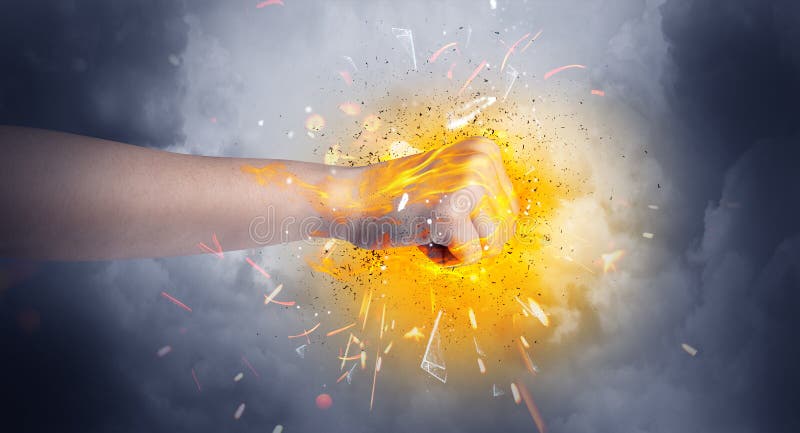 Hand Hits Intense and the Space Explodes Stock Image - Image of failure ...