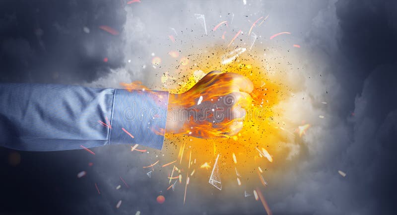 Hand Hits Intense and the Space Explodes Stock Photo - Image of intense ...