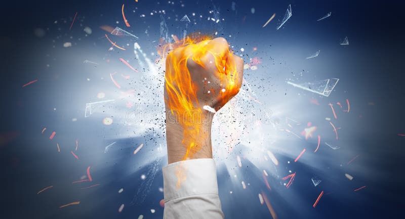 Hand Hits Intense and the Space Explodes Stock Image - Image of hand ...