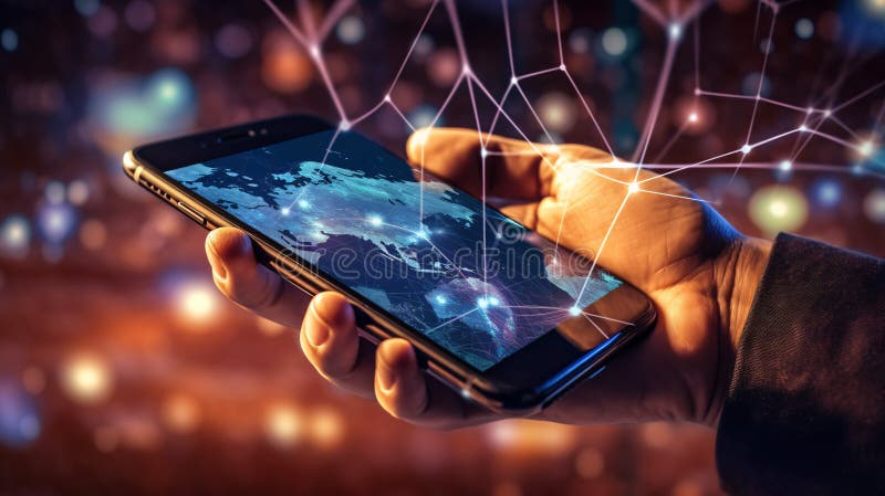 Hand Hold Artificial Intelligence Phone Made with Generative Al Stock ...