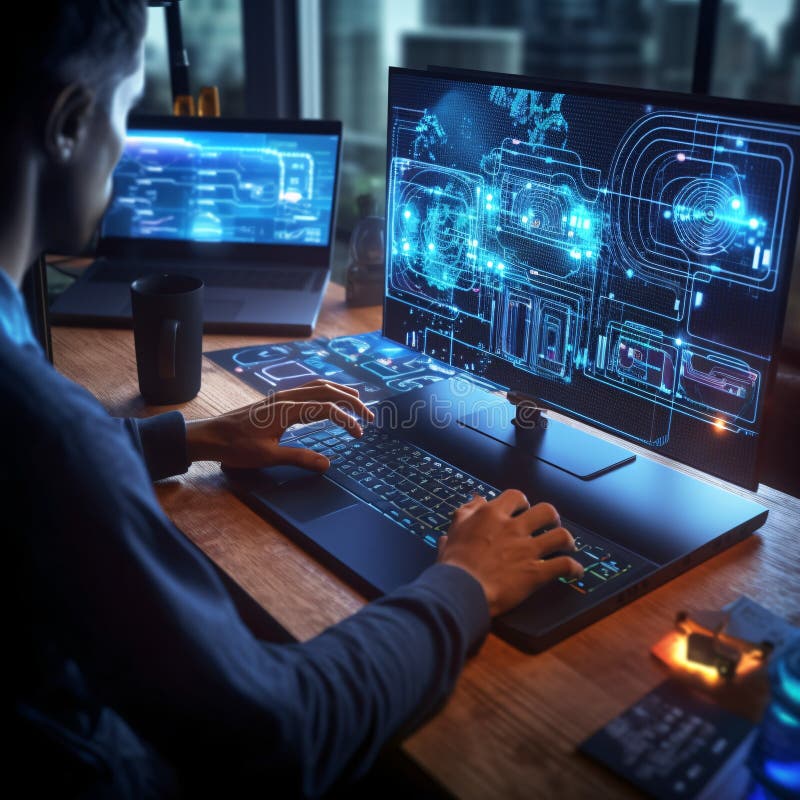 Hand Hold Artificial Intelligence Computer Made with Generative Al ...